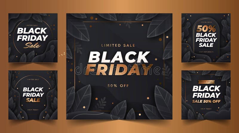 Realistic Black Friday Banners Collection Vector Design Illustration ...