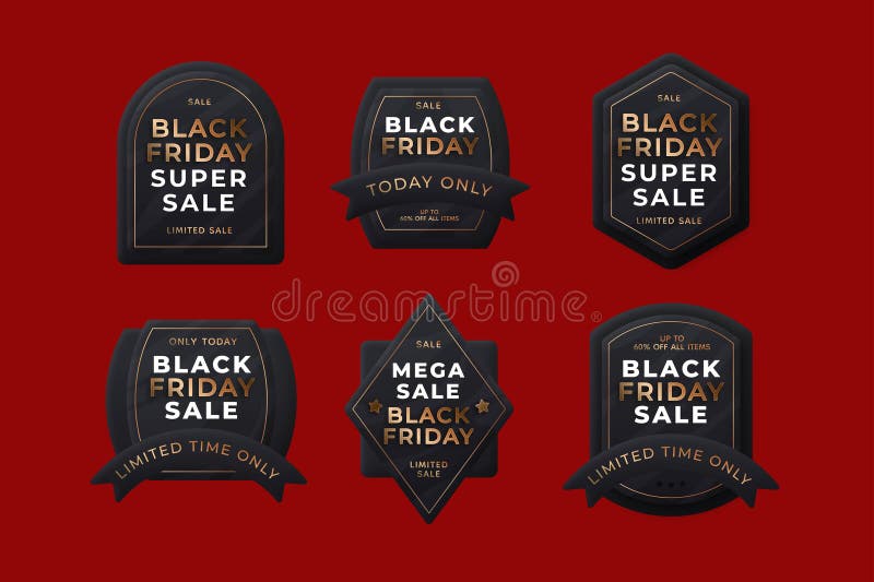 Realistic Black Friday Labels Collection Vector Design Illustration ...