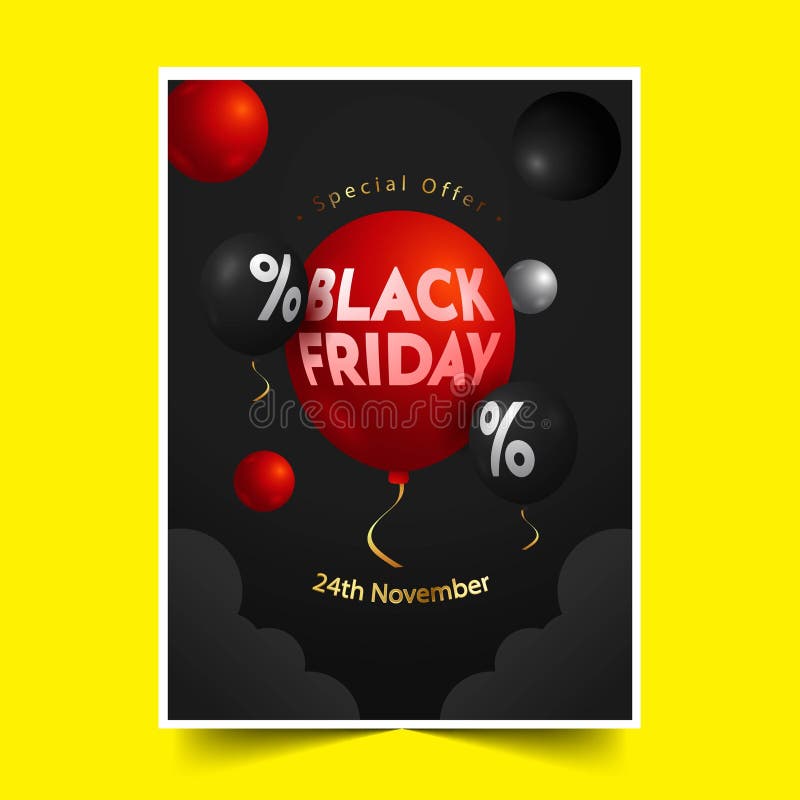 Realistic Black Friday Poster Set Design Vector Stock Vector ...