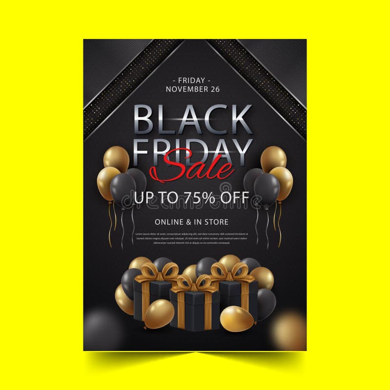 Realistic Black Friday Vertical Poster Template Vector Design Stock ...