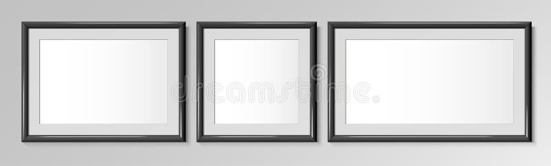 Realistic Black Horizontal and Square Frames. Stock Vector ...