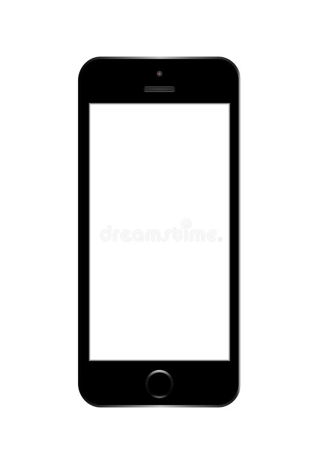 Realistic Black Mobile Phone with Blank Screen Isolated on White ...