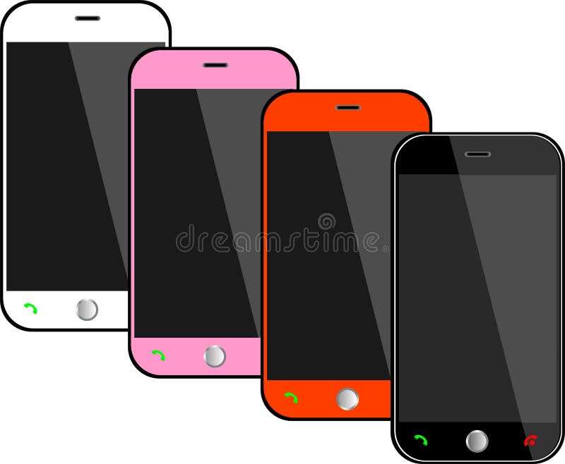 Realistic Black Mobile Phones Stock Illustration - Illustration of ...