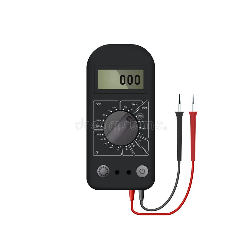 Realistic Black Multimeter for Measuring Current and Voltage. Stock ...
