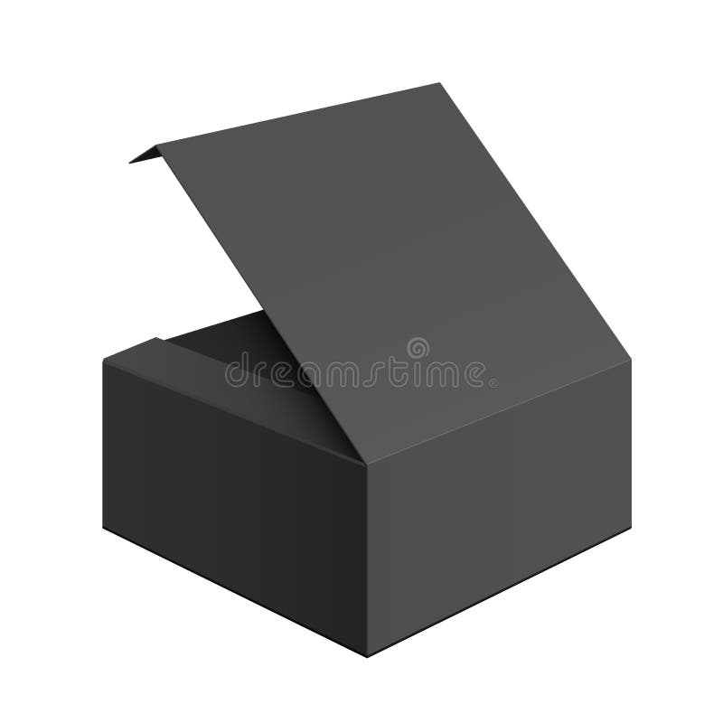 Realistic Black Open Package Box. Stock Vector - Illustration of black ...