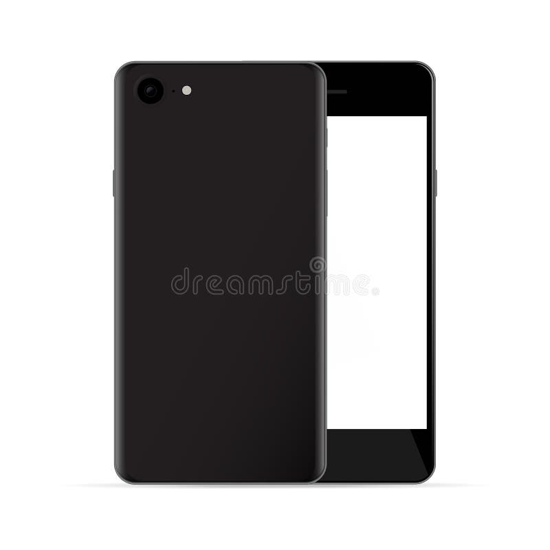 Realistic Black Phones with White Screen, Front and Back View, I Stock ...
