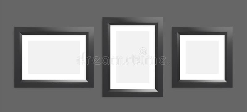 Realistic Black Pictures or Photo Frames. Vector Horizontal and ...