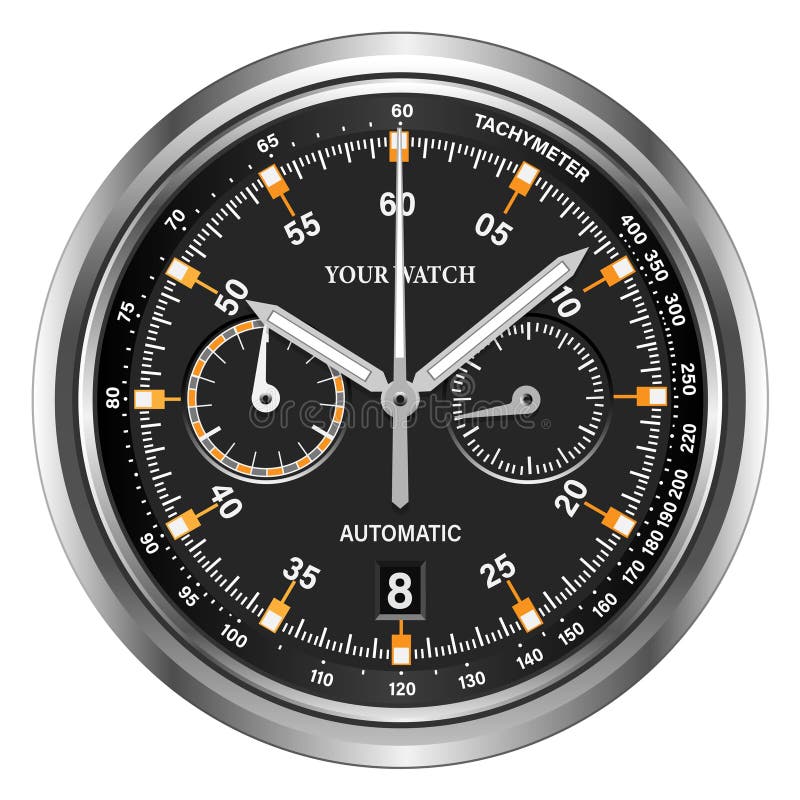 Silver Watch Clock Chronograph Face Luxury on Grey Checkered Background ...