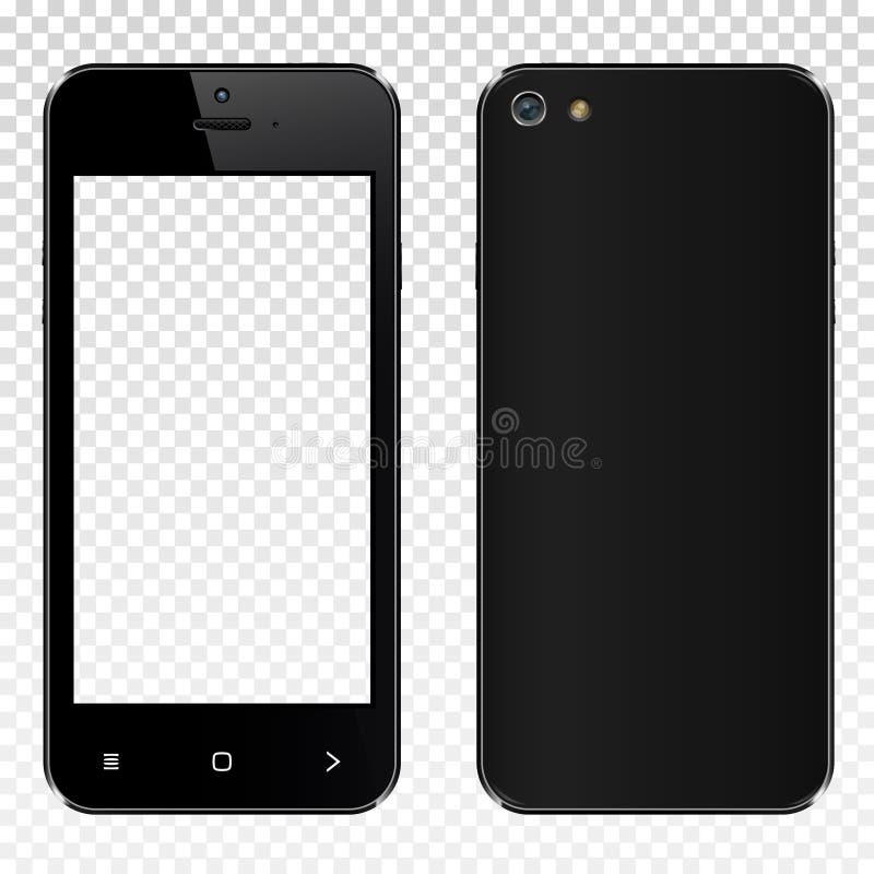 Realistic Black Smartphone with Transparent Screen Isolated. Front and ...