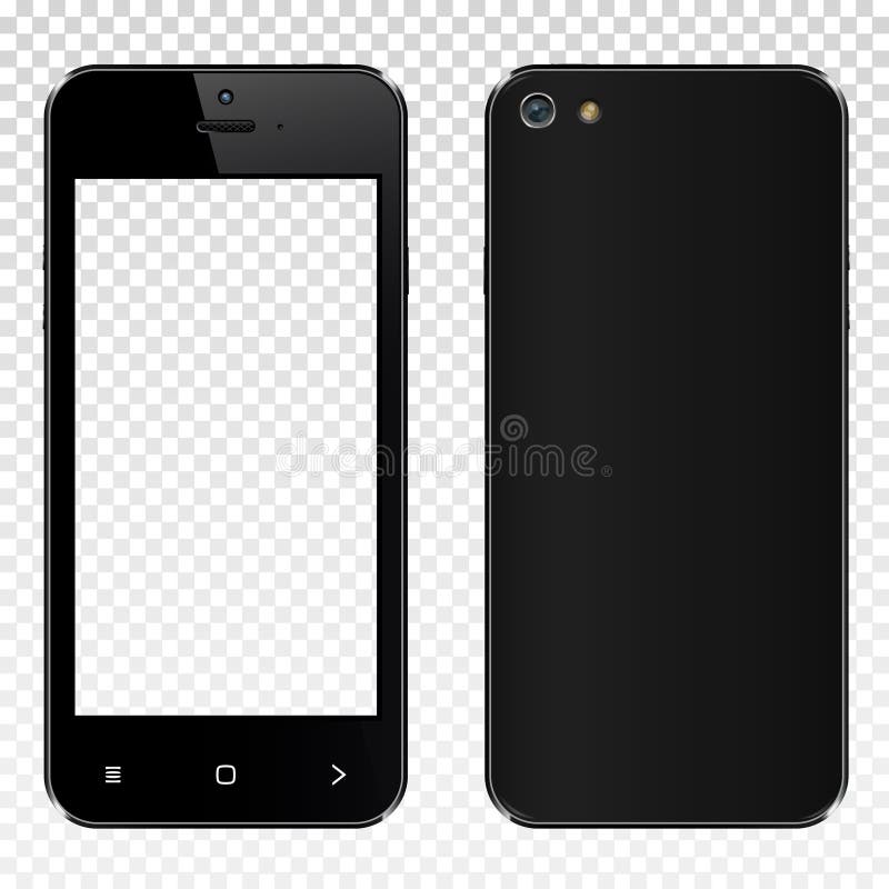 Realistic Black Smartphone with Transparent Screen Isolated. Front and ...