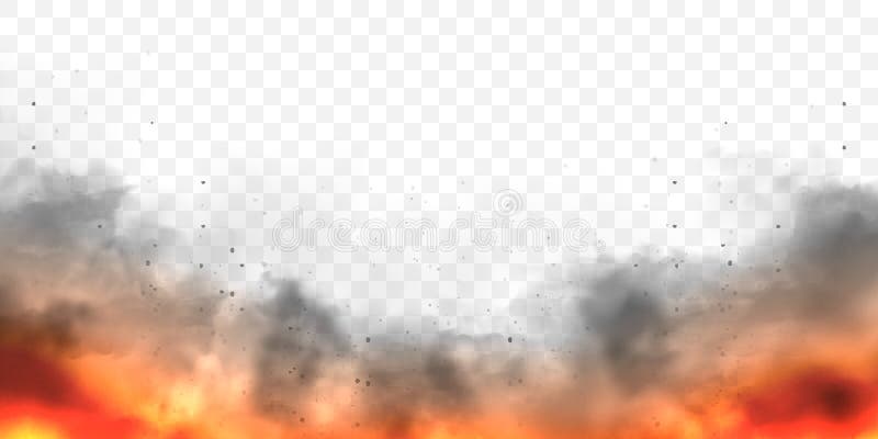 Realistic Black Smoke Clouds and Fire. Flame Blast, Explosion. Stream ...