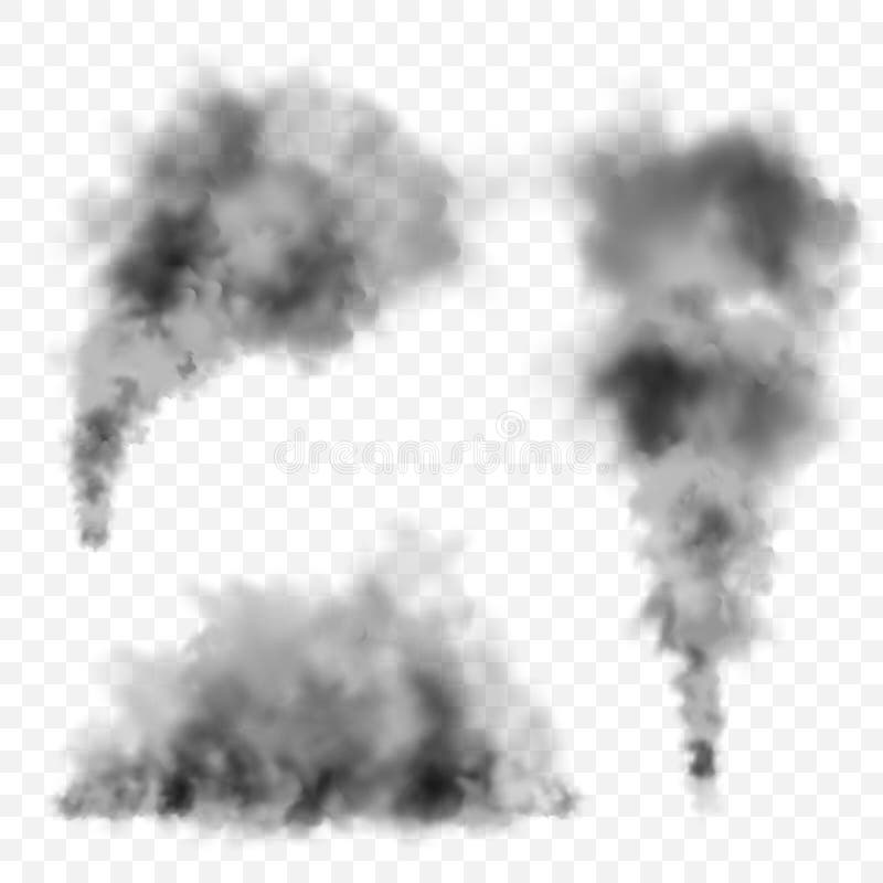 Realistic Black Smoke Clouds. Stream of Smoke from Burning Objects ...