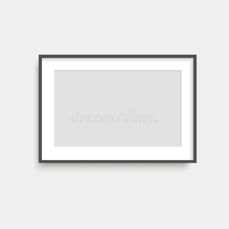 Realistic Black Square Photo Frame on Grey Wall. Vector. Stock Vector ...
