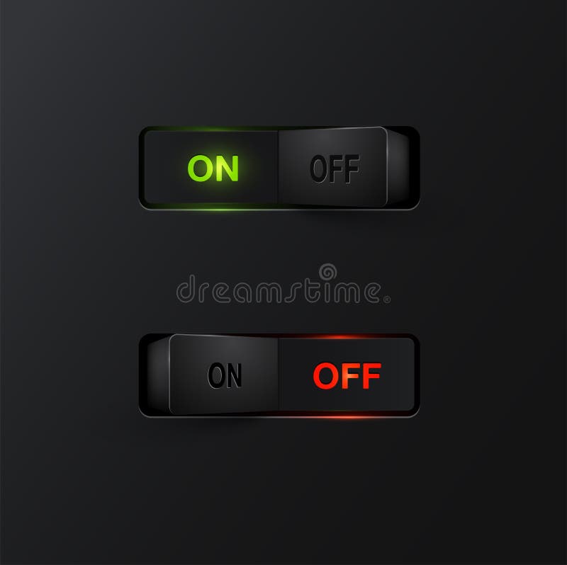 Realistic Black Switches with Backlight on/OFF, Vector Stock Vector ...