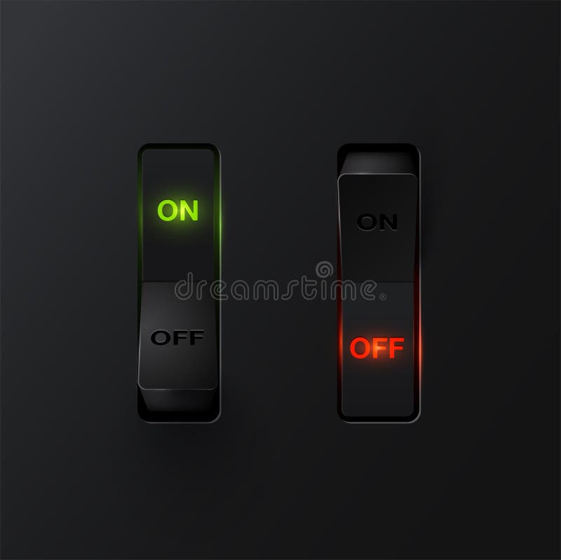 Realistic Black Switches with Backlight on/OFF, Vector Stock Vector ...