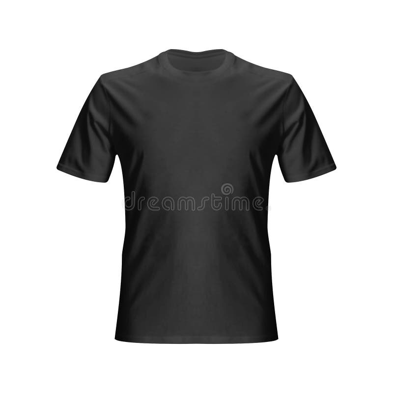 Realistic Black T-shirt Base Cloth Isolated on Clean Background. Stock ...