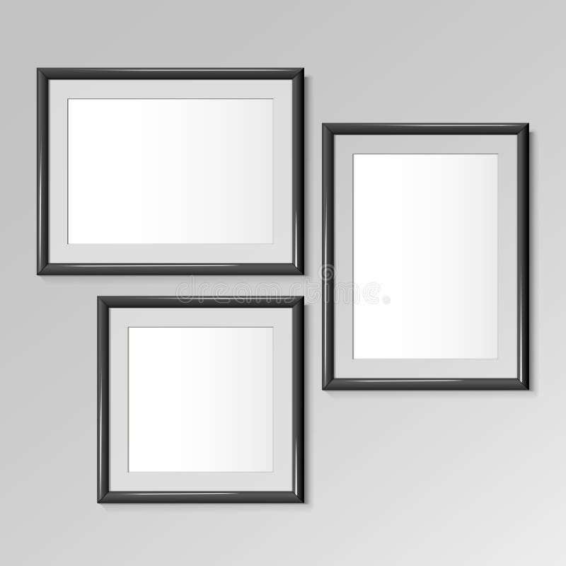 Realistic Horizontal and Vertical Black Photo Frame for Your Design ...