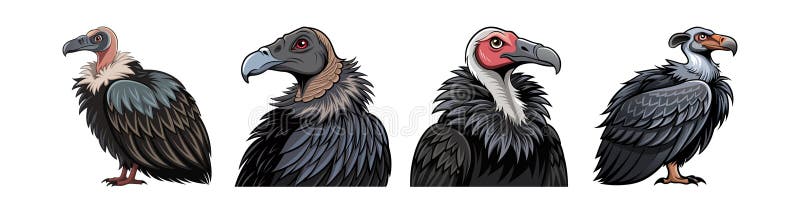 Realistic Black Vulture Bird Illustration Stock Vector - Illustration ...