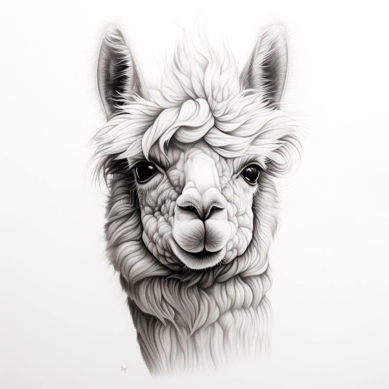 Realistic 3d Llama Portrait Tattoo Drawing on White Background Stock ... Realistic 3d Llama Portrait Tattoo Drawing on White Background Stock ...