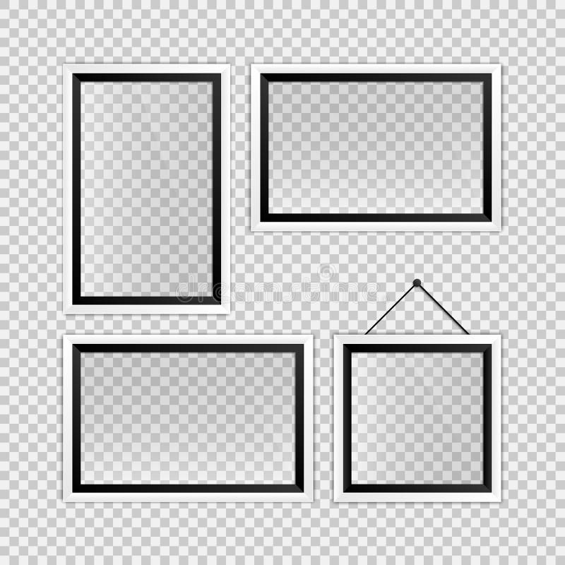 Realistic Black and White Empty Photo Frames Template Stock Vector ...