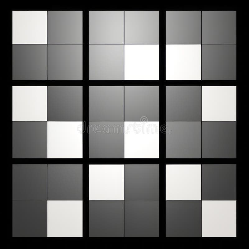 Realistic Black and White Puzzle with Square Grid Stock Illustration ...