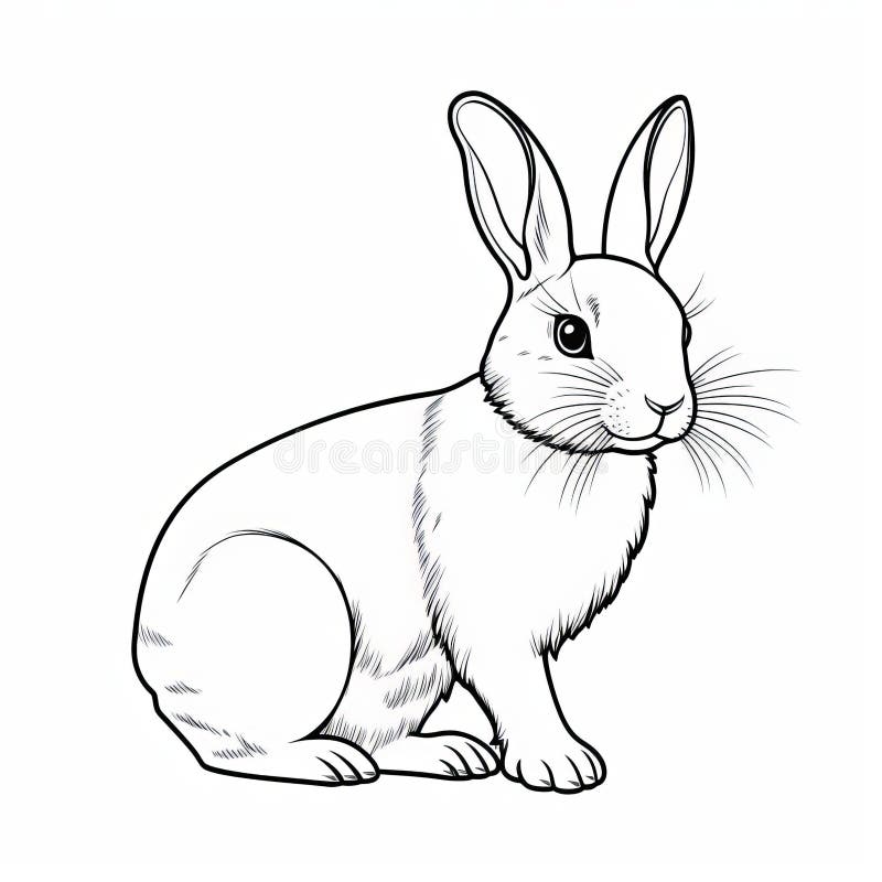 Realistic Black and White Rabbit Illustration Stock Image - Image of ...