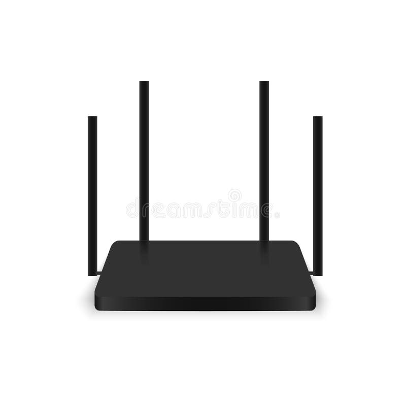Realistic Black Wireless Router with Antenna. Vector Stock Vector ...