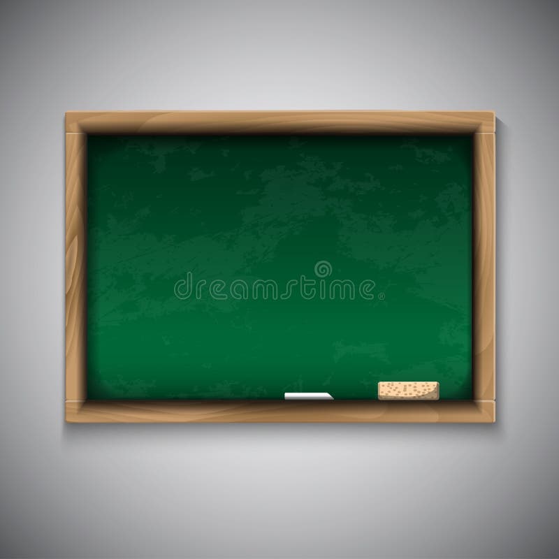 Realistic Blackboard on Wooden Background Stock Vector - Illustration ...