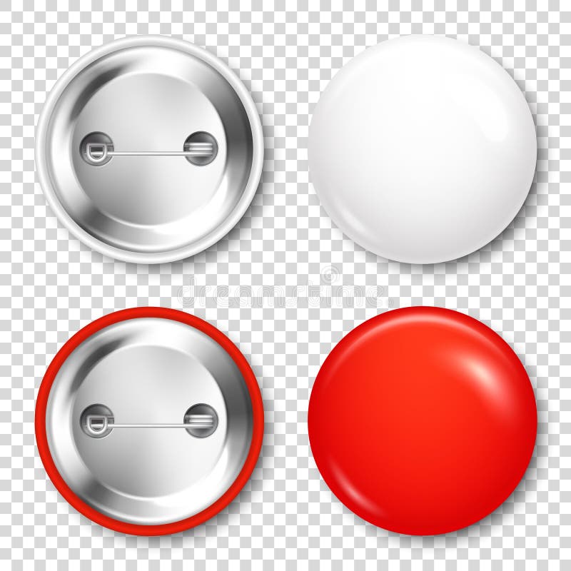 Realistic Blank Badges Collection 3d Glossy Round Button Pin Badge