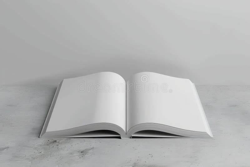 Realistic Blank Front View Turning Page of an Open A4 Brochure Magazine ...