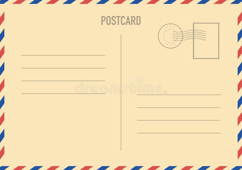 Realistic Blank Postcard Template with Place for Stamp. Beige Paper ...
