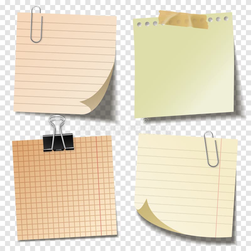 Realistic Blank Sticky Notes with Clip Binder and Adhesive Tape ...