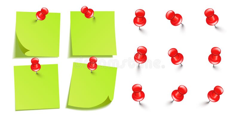 Realistic Blank Sticky Notes Isolated on White Background. Green Sheets ...