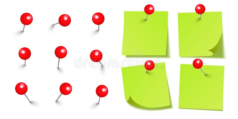 Realistic Blank Sticky Notes Isolated on White Background. Green Sheets ...