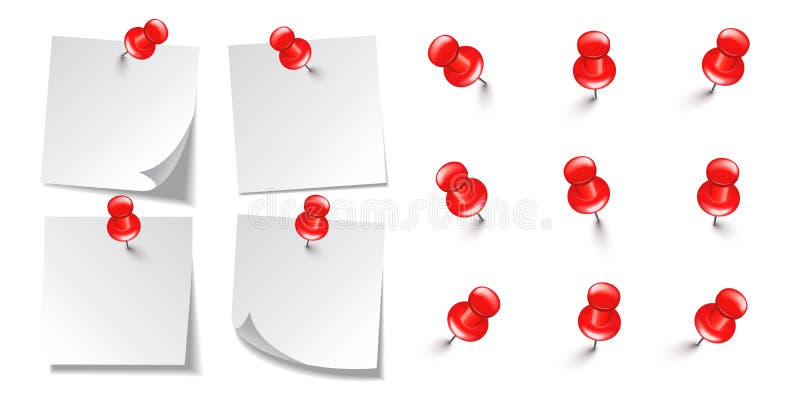 Realistic Blank Sticky Notes Isolated on White Background. White Sheets ...