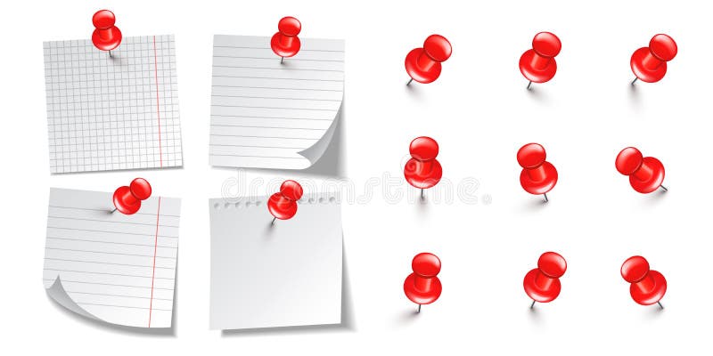 Realistic Blank Sticky Notes Isolated on White Background. White Sheets ...