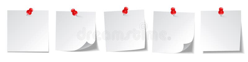 Realistic Blank Sticky Notes Isolated on White Background. White Sheets ...