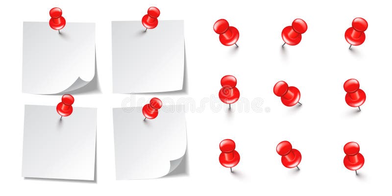 Realistic Blank Sticky Notes Isolated on White Background. White Sheets ...