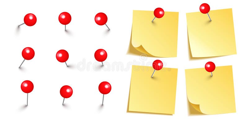 Realistic Blank Sticky Notes Isolated on White Background. Yellow ...