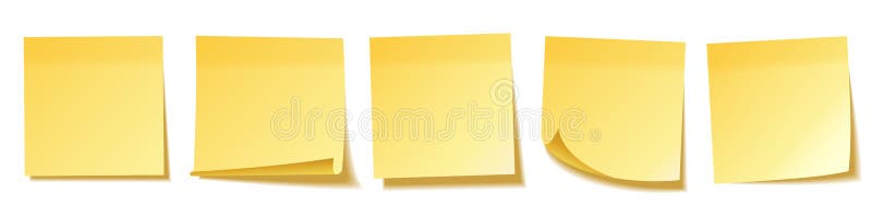 Realistic Blank Sticky Notes Isolated on White Background. Yellow ...