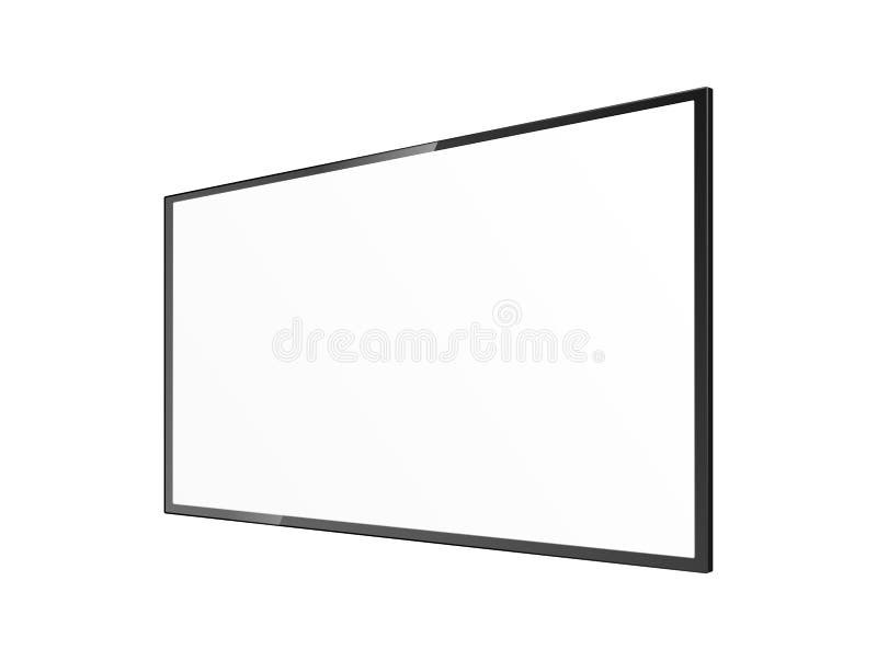 Realistic Blank TV Screen Mockup from Angled View - Black Rectangle ...