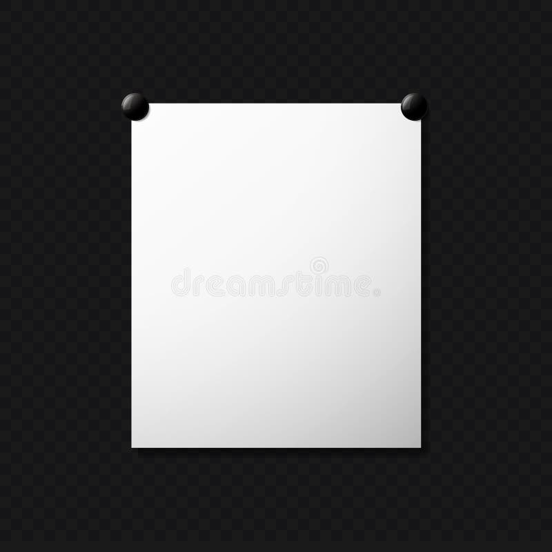 Realistic a Blank White Paper Note Attached with Two Push Pins, Perfect ...