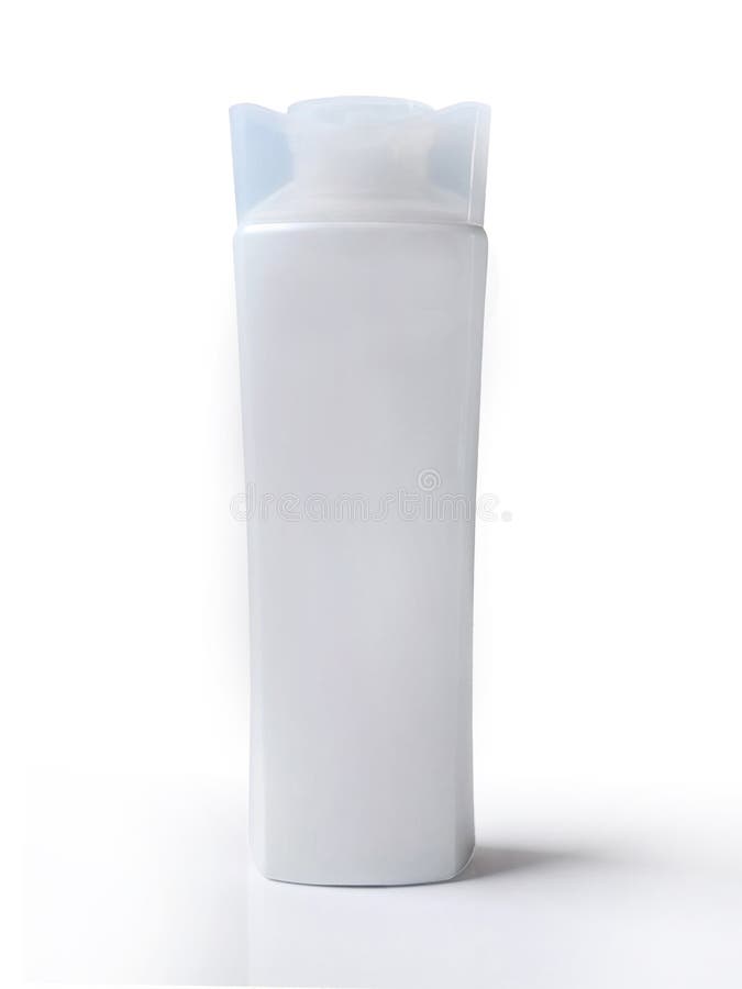 Realistic Blank White Plastic Bottle of Shampoo or Conditioner or Cosmetic on Isolated White ...