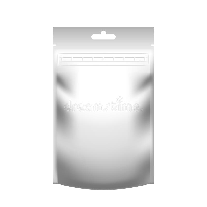 Realistic Blank White Pouch Doypack with Zip Lock Stock Vector ...