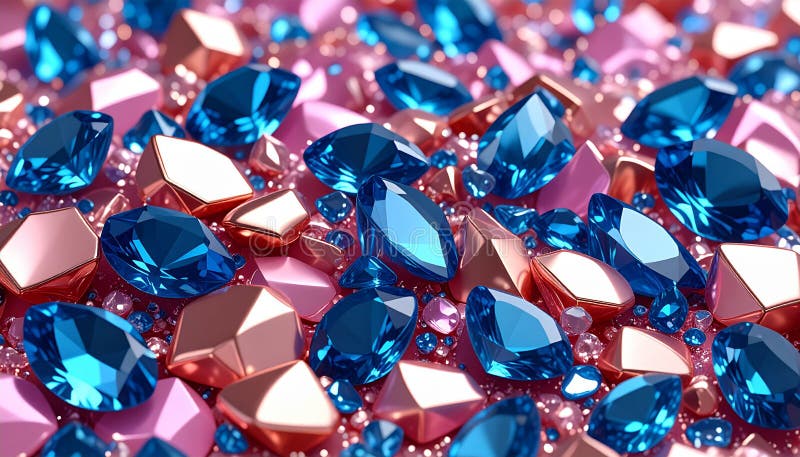 Realistic Blue Background with Pearls and Gemstones Stock Image - Image ...