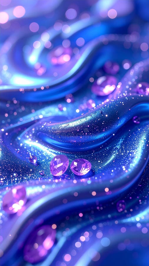 Realistic Blue Background with Pearls and Gemstones Stock Image - Image ...