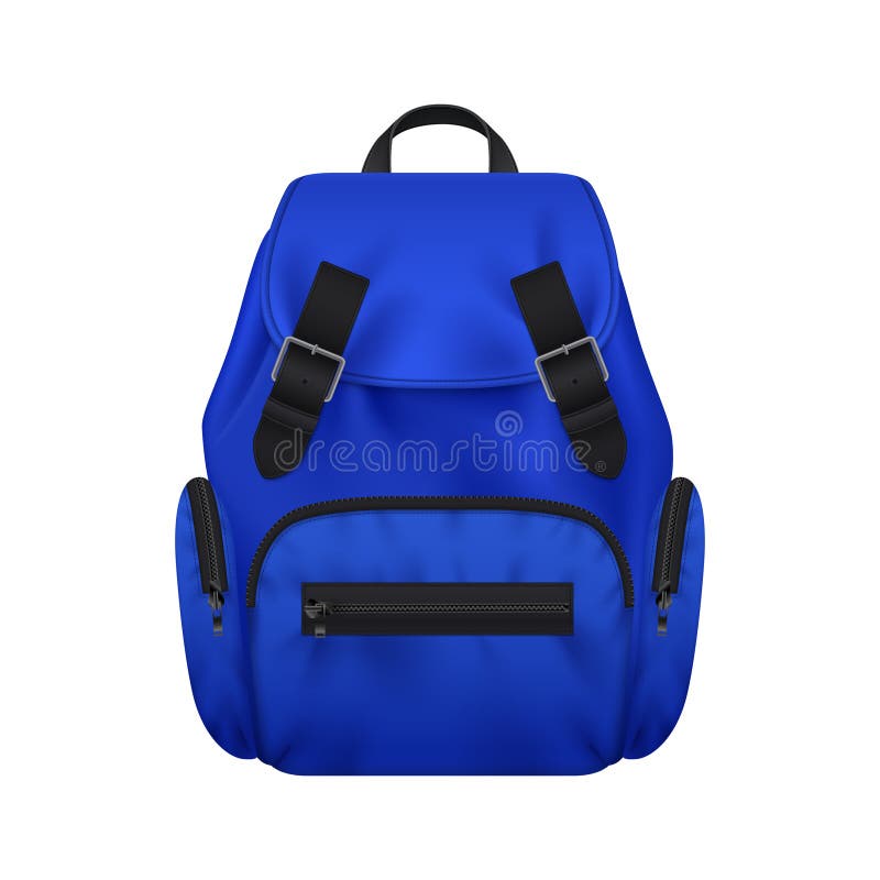 Realistic Blue Backpack Composition Stock Vector - Illustration of icon ...