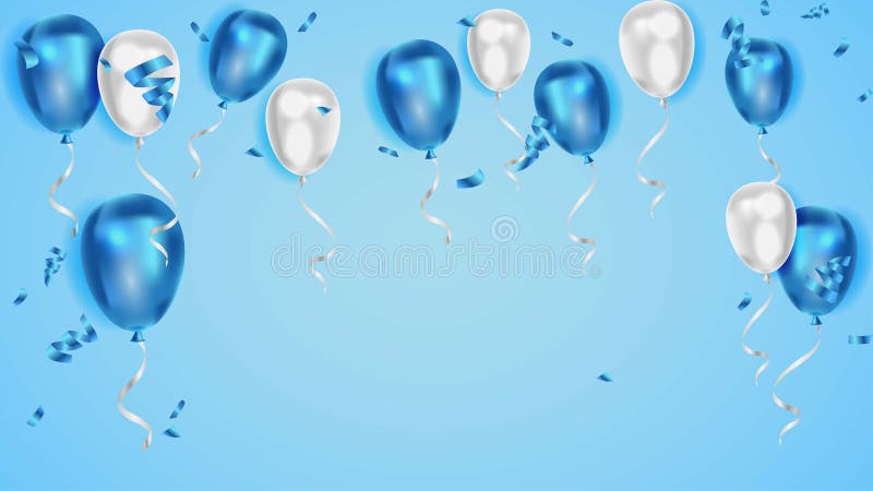Realistic Blue Balloons and Confetti Background Stock Vector ...
