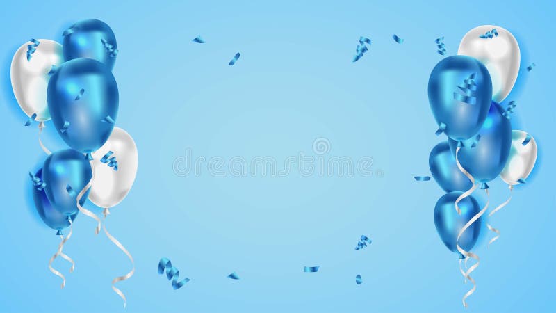 Realistic Blue Balloons and Confetti Background Stock Vector ...