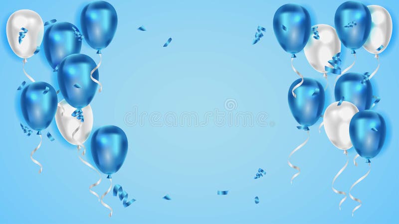 Realistic Blue Balloons and Confetti Background Stock Vector ...
